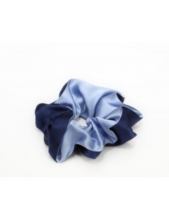 Chouchou satin bicolore marine/bleu ciel - QUETZALIS